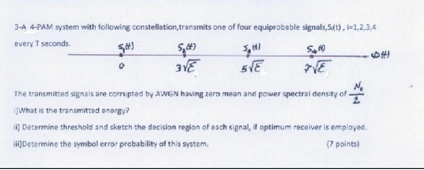 3-A 4-PAM system with following constellation | Chegg.com