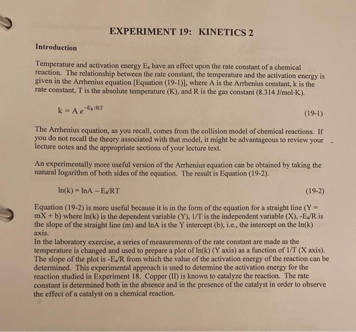 Solved Kinetics 2 Prelaboratory Assignment Name and Drawer | Chegg.com