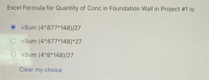 Solved Excel Formula for Quantity of Conc. in Footing in | Chegg.com