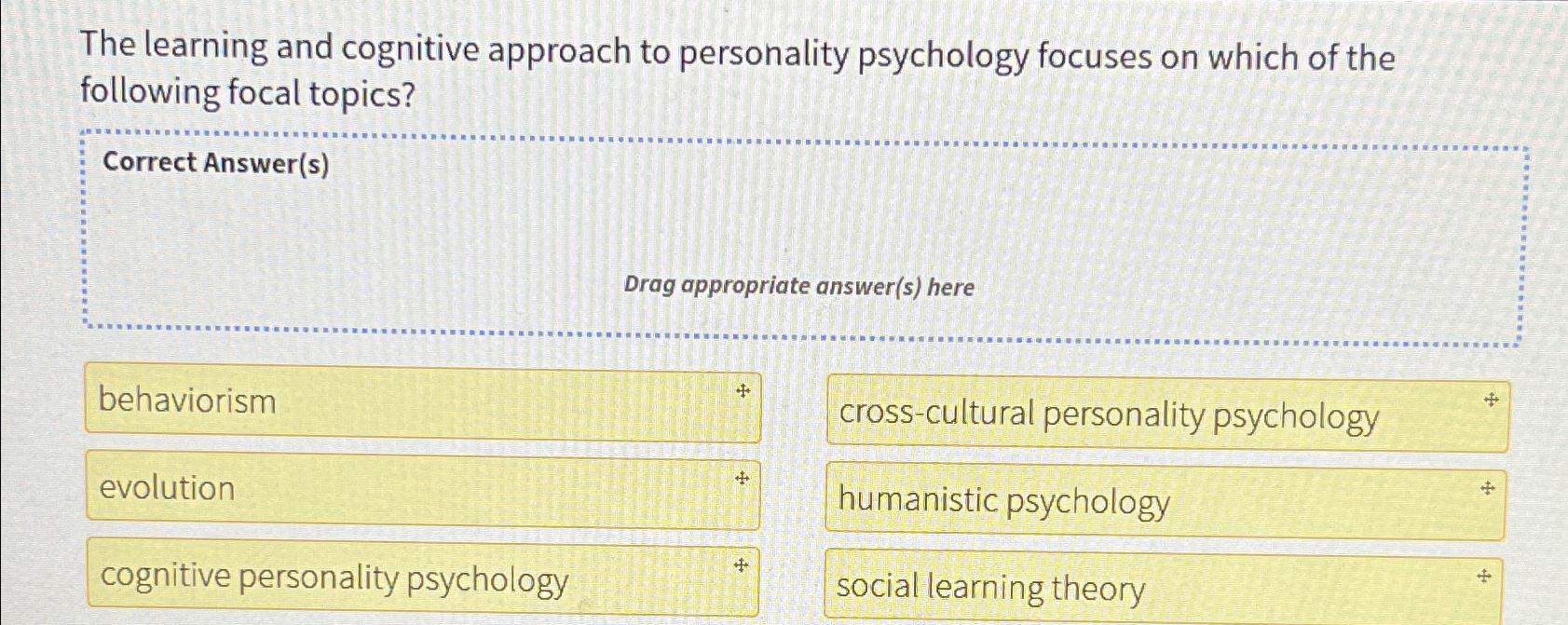 Solved The learning and cognitive approach to personality | Chegg.com