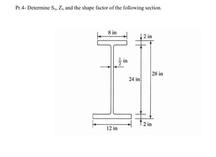 Solved Pr.4- Determine Sx,Zx and the shape factor of the | Chegg.com