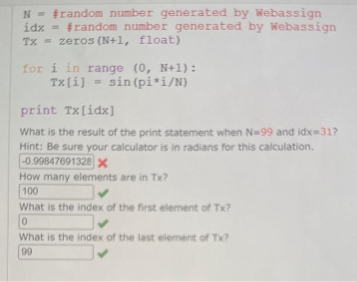Solved N= frandom number generated by Webassign idx = | Chegg.com