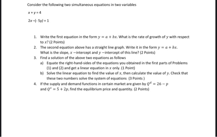 Solved Consider the following two simultaneous equations in | Chegg.com