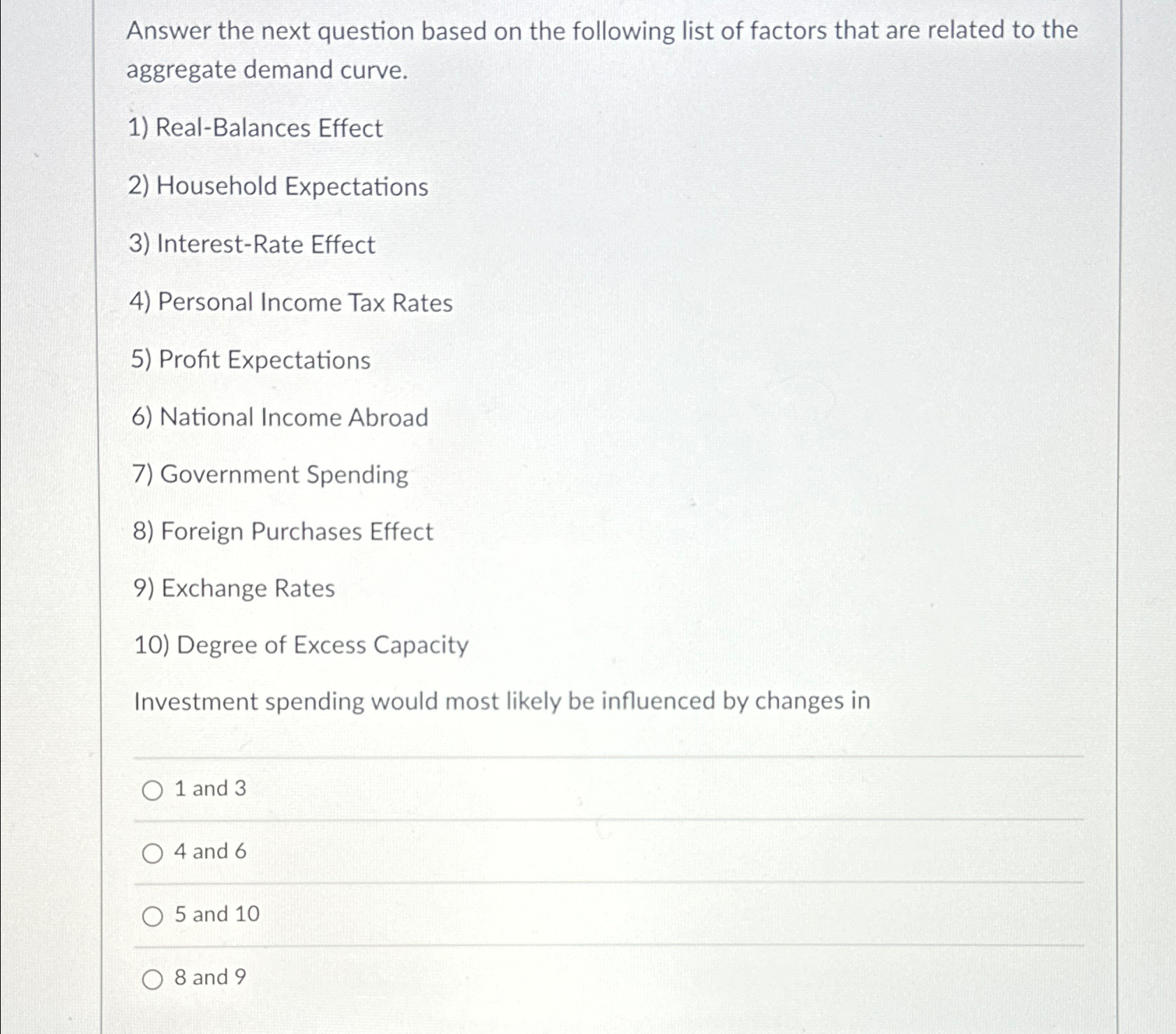 Solved Answer the next question based on the following list | Chegg.com