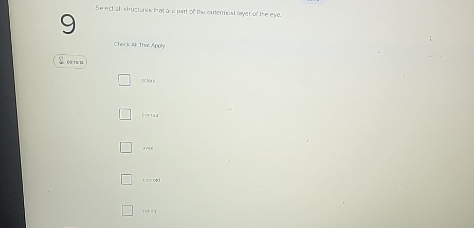 Solved 0Select all structures that are part of the outermost | Chegg.com