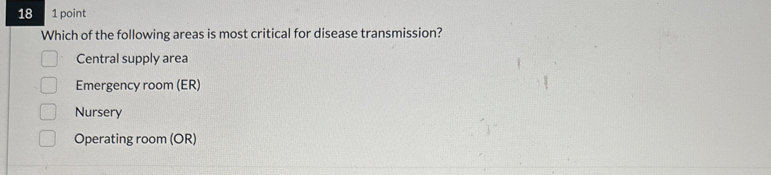 Solved 181 ﻿pointWhich of the following areas is most | Chegg.com