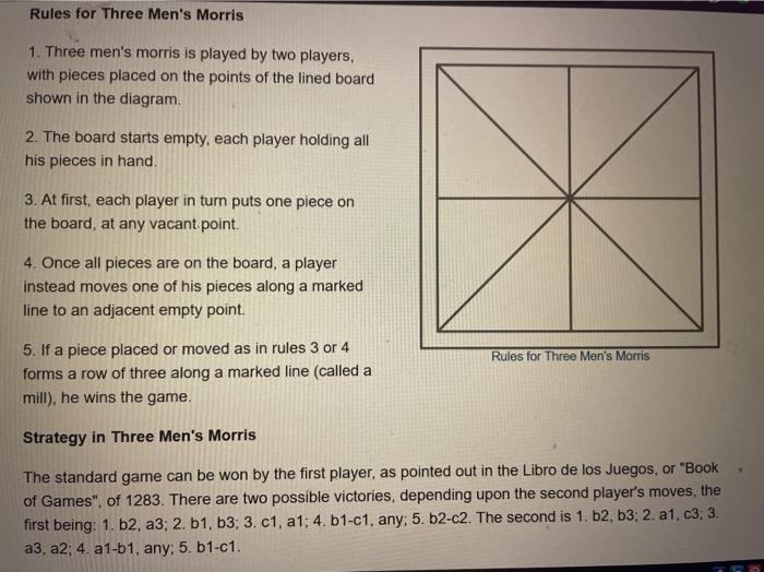 Solved in c++ using vectors and functions. three mens morris | Chegg.com