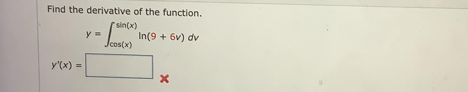 Solved Find the derivative of the | Chegg.com