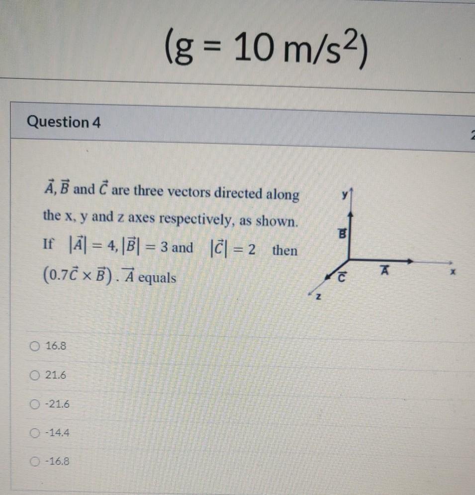 Solved g 10 M s2 Question 4 B And C Are Three Vectors Chegg