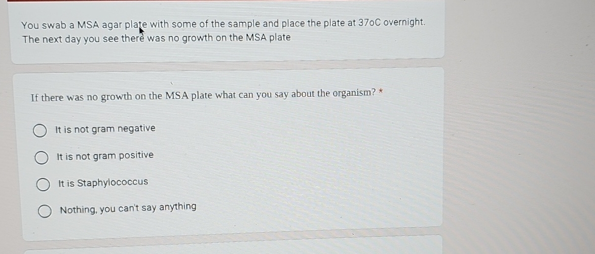 Solved You swab a MSA agar plate with some of the sample and | Chegg.com