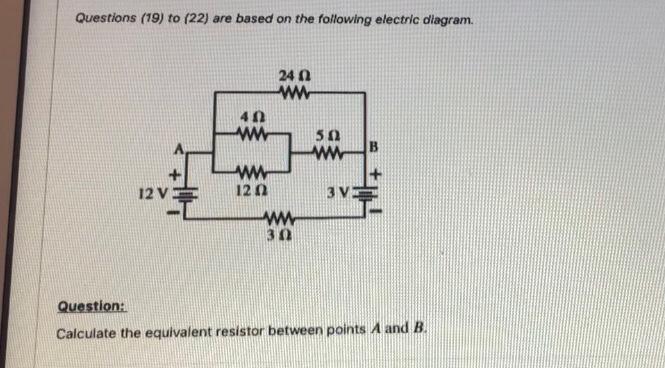Solved Questions (19) to (22) are based on the following | Chegg.com