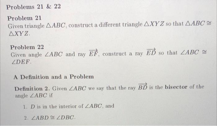 Solved Problem 21 Given triangle ABC, construct a different | Chegg.com