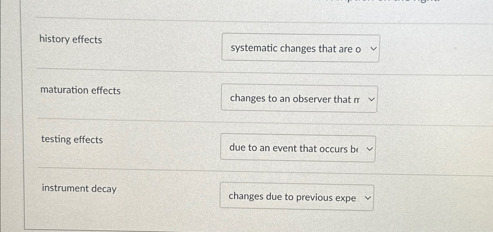 Solved history effectsmaturation effectstesting | Chegg.com