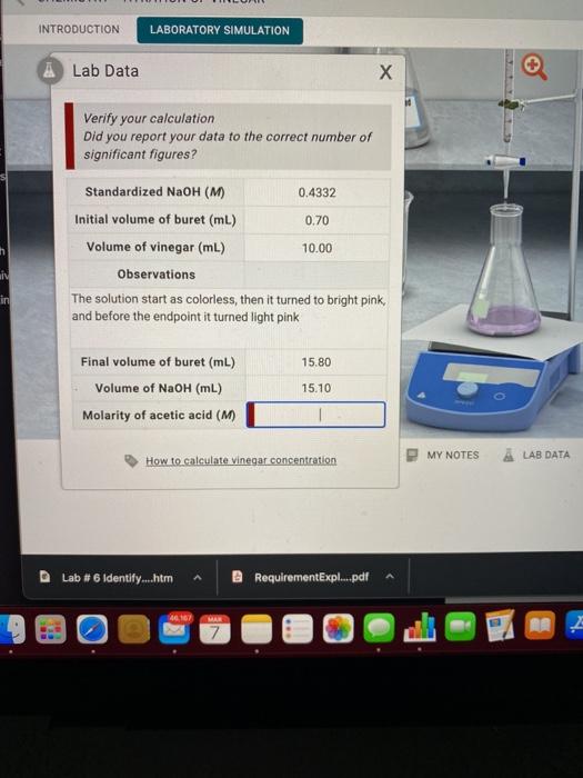 Solved Lab Data Х Verify your volume measurement | Chegg.com