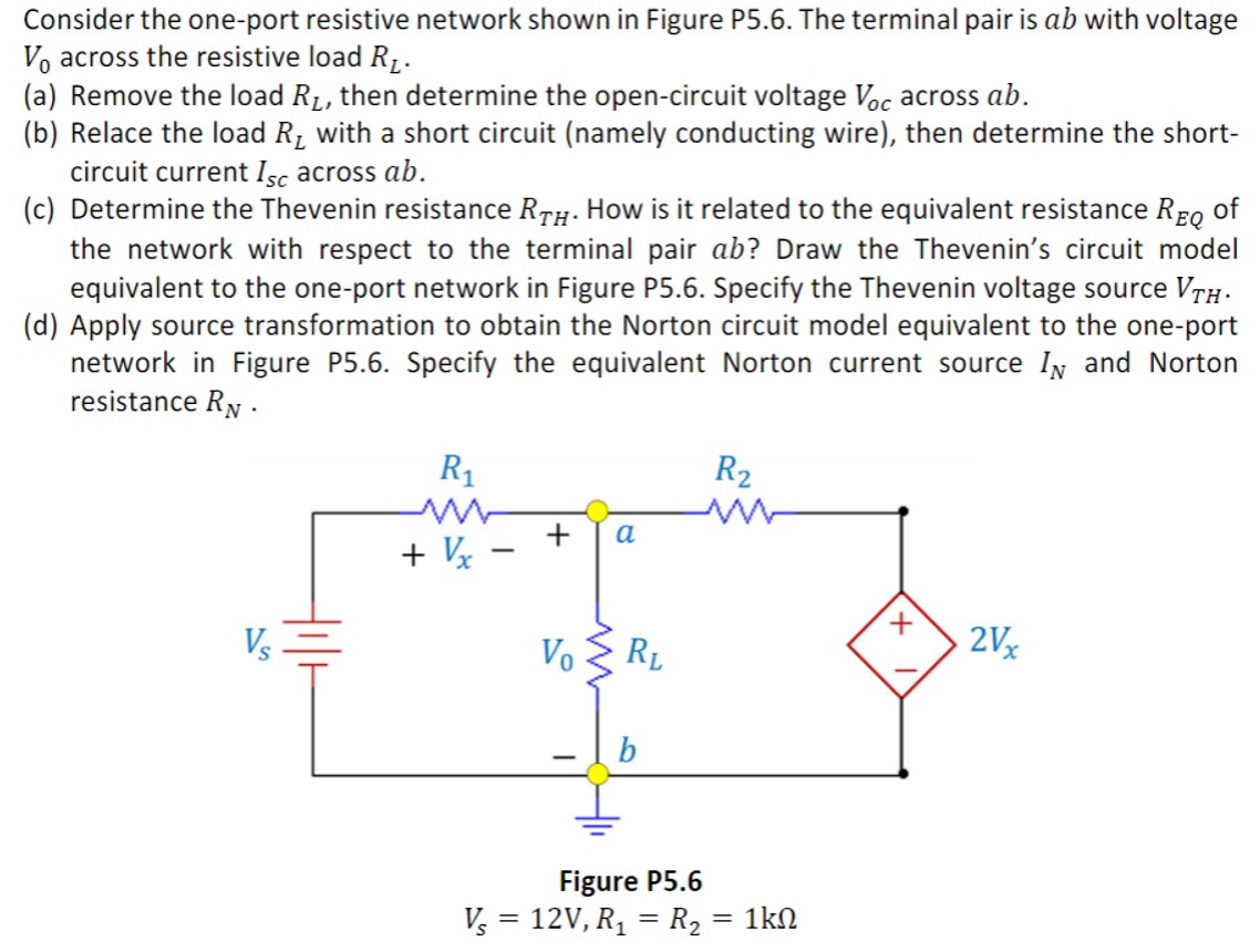 Solved Consider the one-port resistive network shown in | Chegg.com