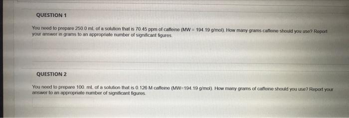Solved You need to prepare 250.0 mL of a solution that is | Chegg.com