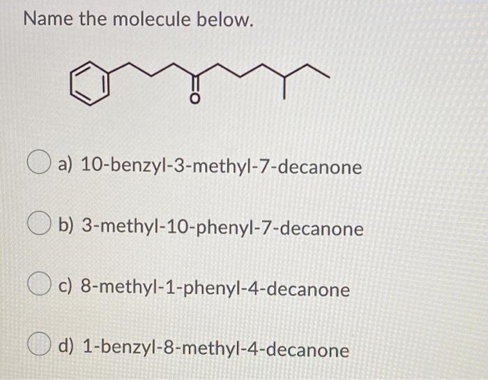 Solved Name the molecule below. a) | Chegg.com