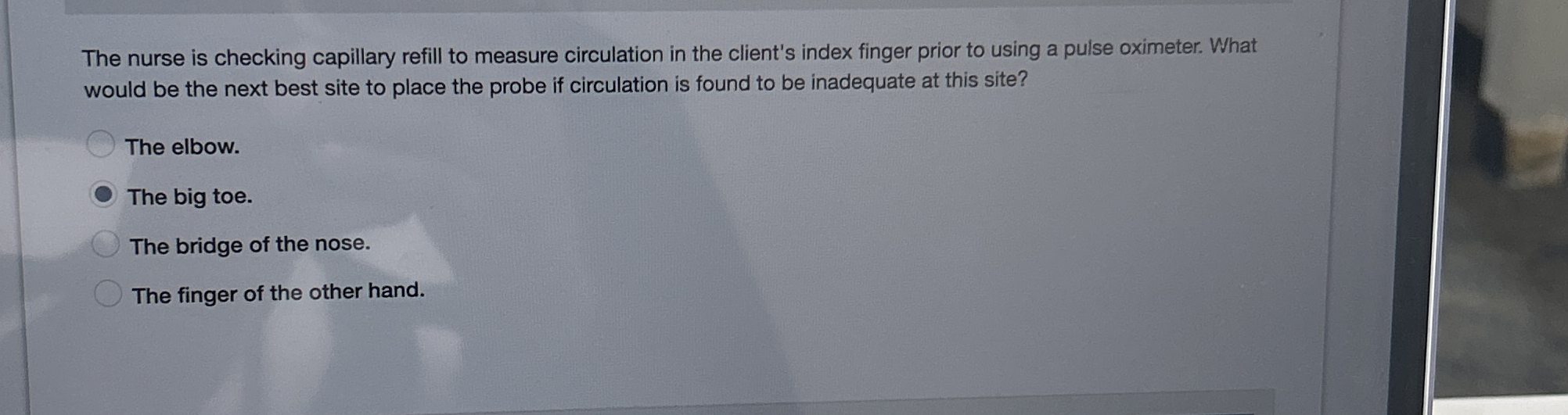 Solved The nurse is checking capillary refill to measure | Chegg.com