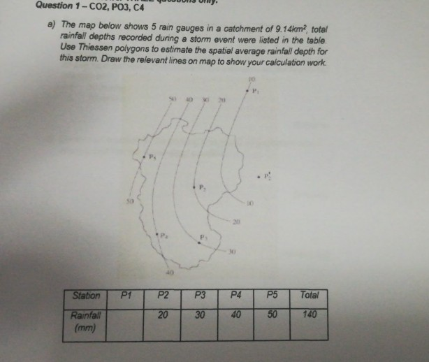 Question 1 - CO2, PO3, C4 a) The map below shows 5 | Chegg.com