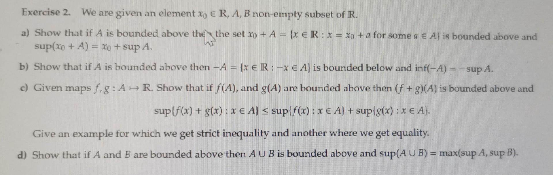 Solved Exercise 2. We are given an element x0∈R,A,B | Chegg.com