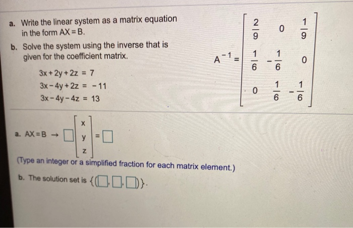 Solved 2 0 1 9 9 1 a. Write the linear system as a matrix | Chegg.com