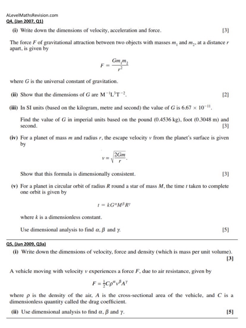Solved Q4, )(i) ﻿Write down the dimensions of velocity, | Chegg.com