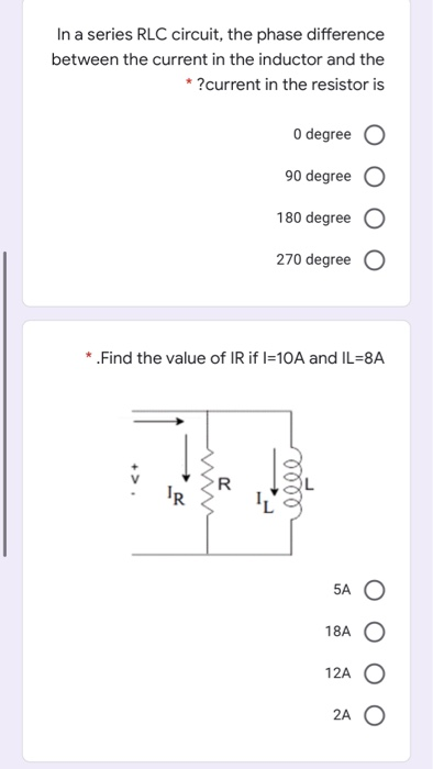 Solved In a series RLC circuit, the phase difference between | Chegg.com