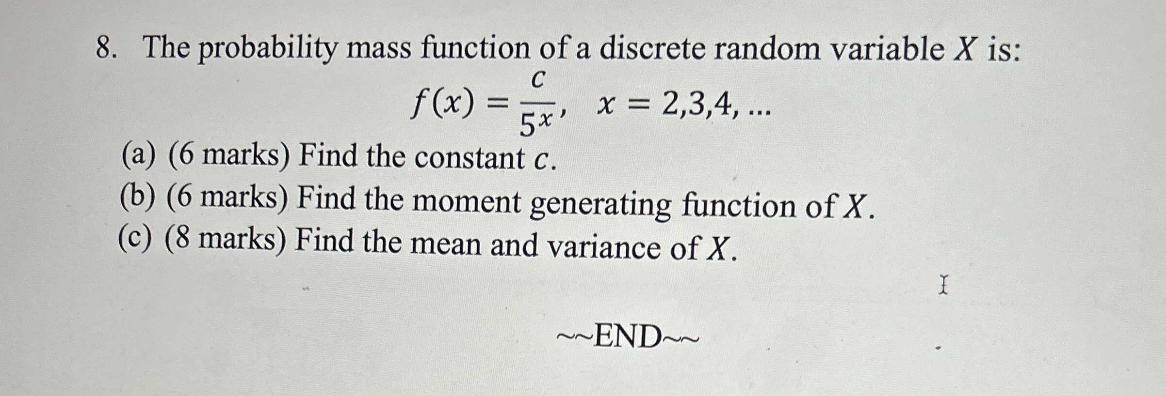 Solved The probability mass function of a discrete random | Chegg.com