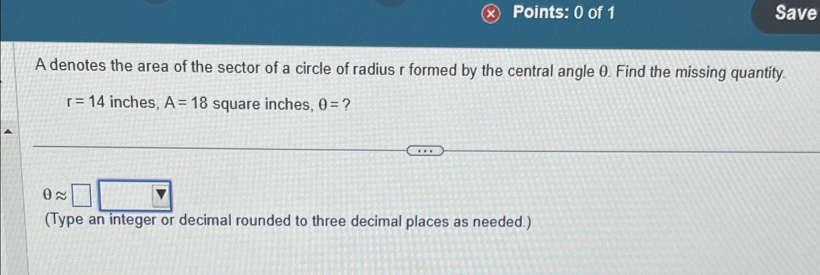 Solved A denotes the area of the sector of a circle of | Chegg.com