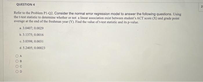 Solved Refer to the Problem P1-Q2. Consider the normal error | Chegg.com