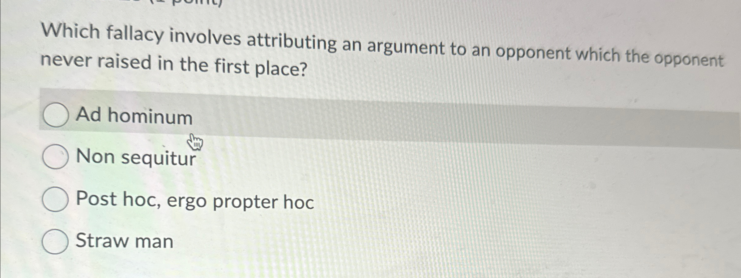 Solved Which fallacy involves attributing an argument to an | Chegg.com