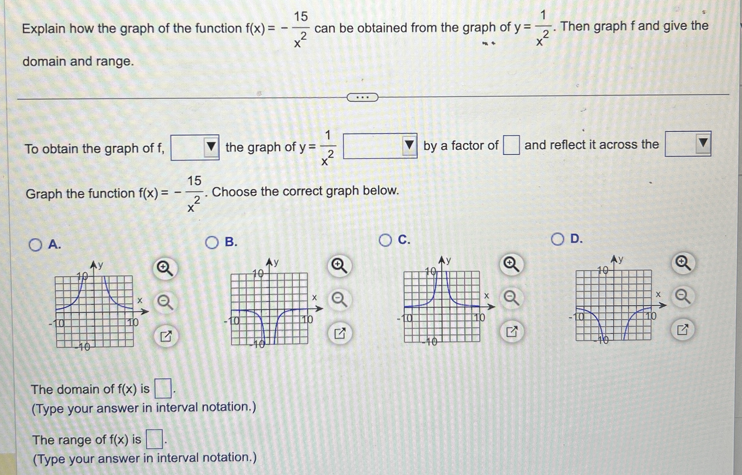 Solved Explain how the graph of the function f(x)=-15x2 ﻿can | Chegg.com
