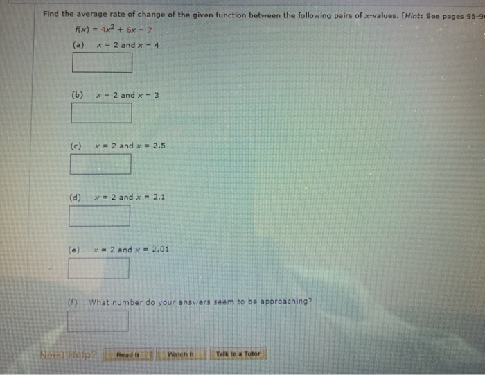 Solved + -16 points BerrApCalc7 2.2.009.MI. Find the average | Chegg.com