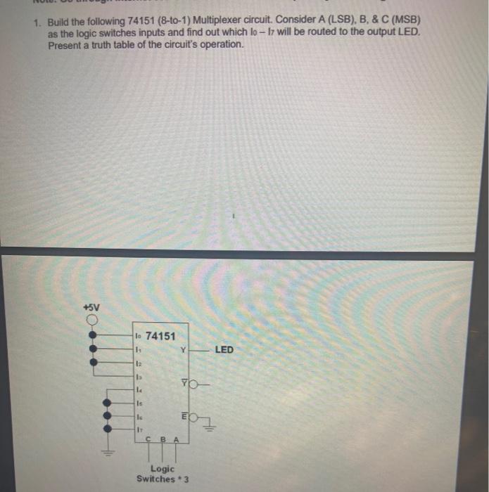Solved 1. Build the following 74151 (8-to-1) Multiplexer | Chegg.com