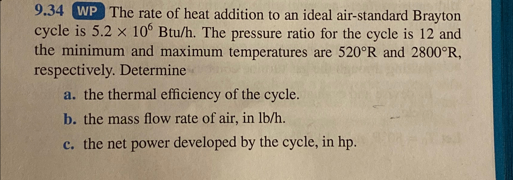 Solved 9.34 ﻿WP The rate of heat addition to an ideal | Chegg.com
