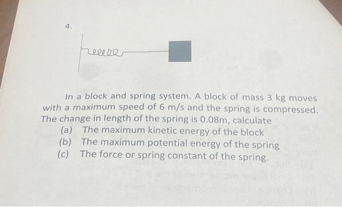 Solved In A Block And Spring System A Block Of Mass 3 Kg