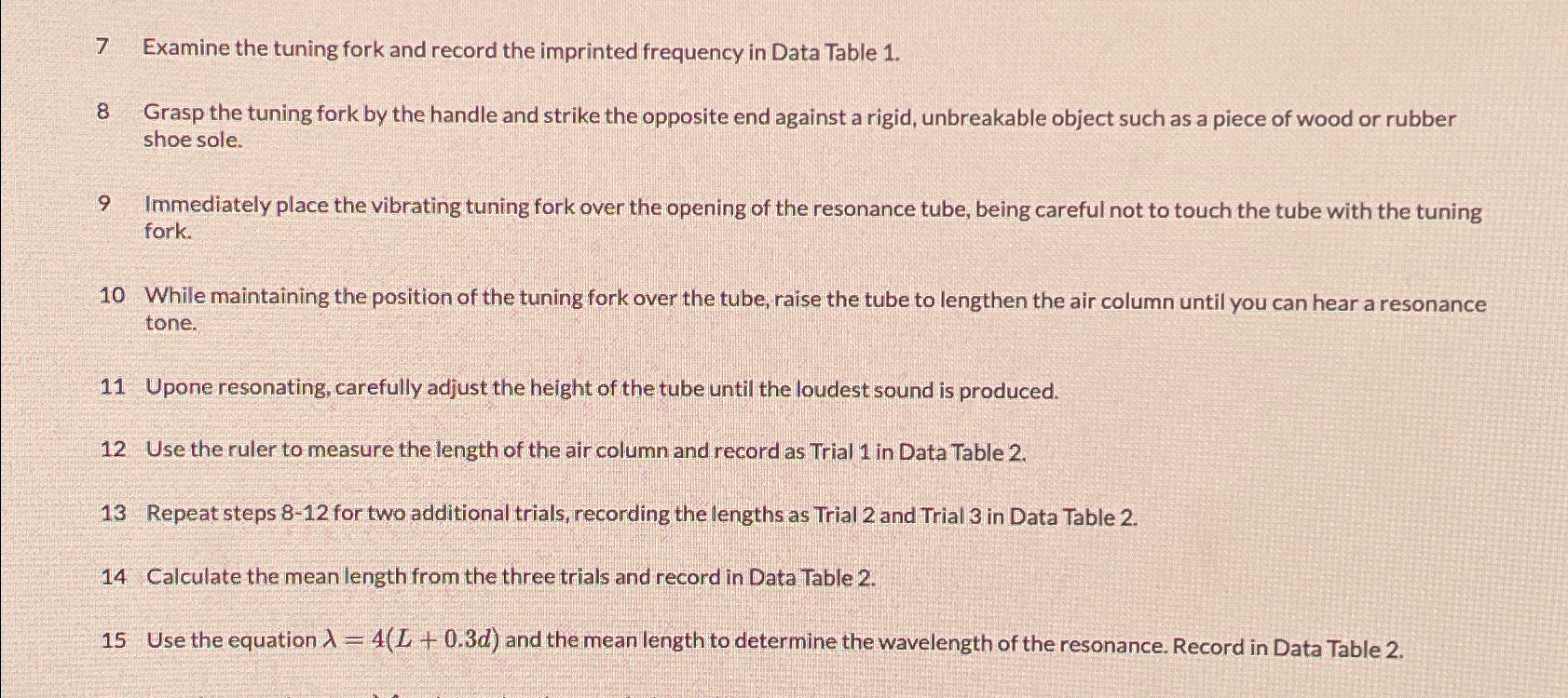 Solved 7 ﻿Examine the tuning fork and record the imprinted | Chegg.com