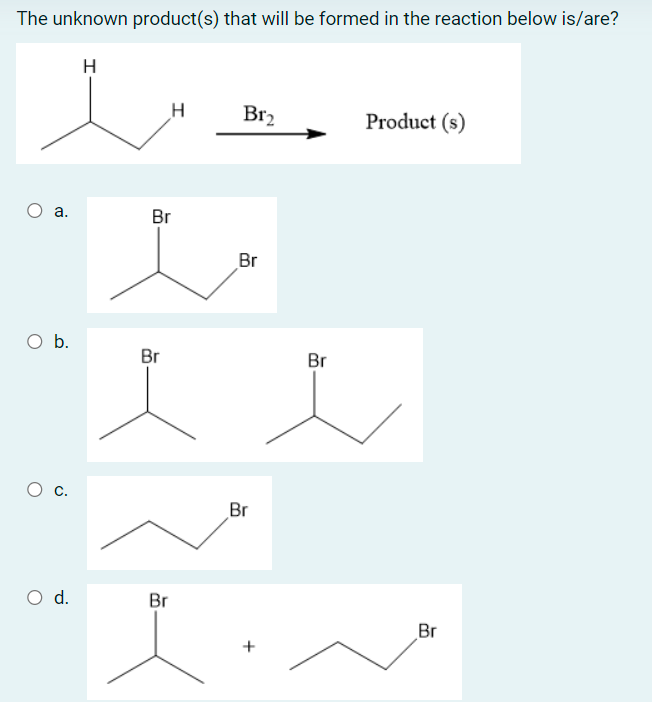 Solved The unknown product(s) ﻿that will be formed in the | Chegg.com