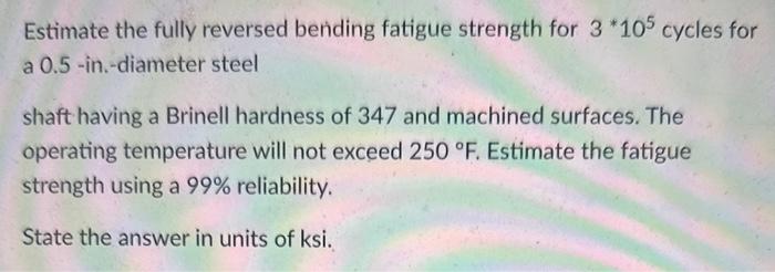 Solved Estimate the fully reversed bending fatigue strength | Chegg.com