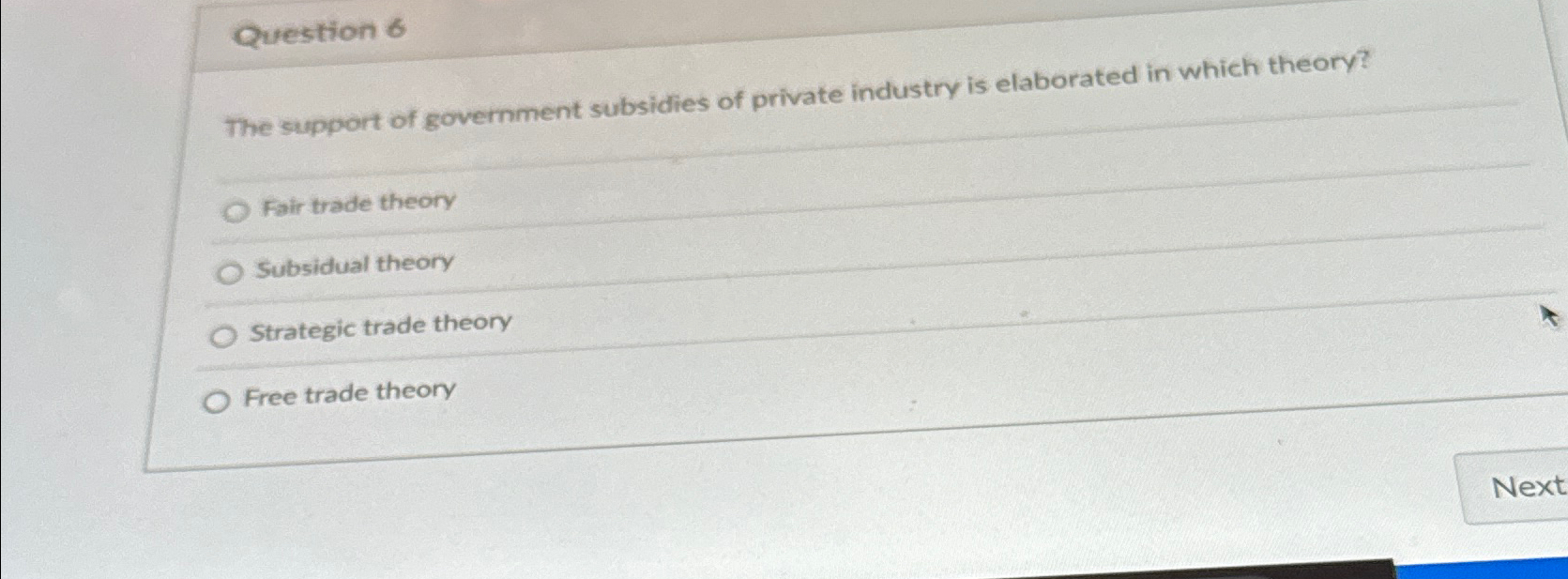 Solved Question 6The support of government subsidies of | Chegg.com