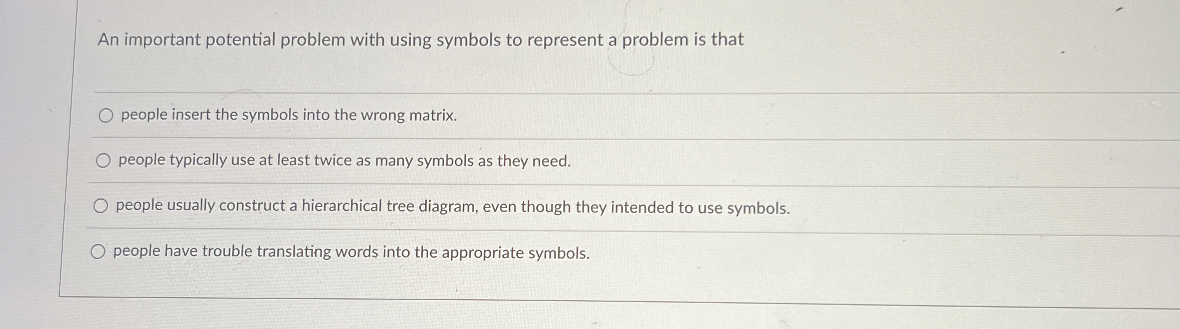 Solved An important potential problem with using symbols to | Chegg.com