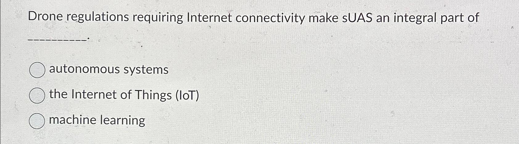 Solved Drone regulations requiring Internet connectivity | Chegg.com