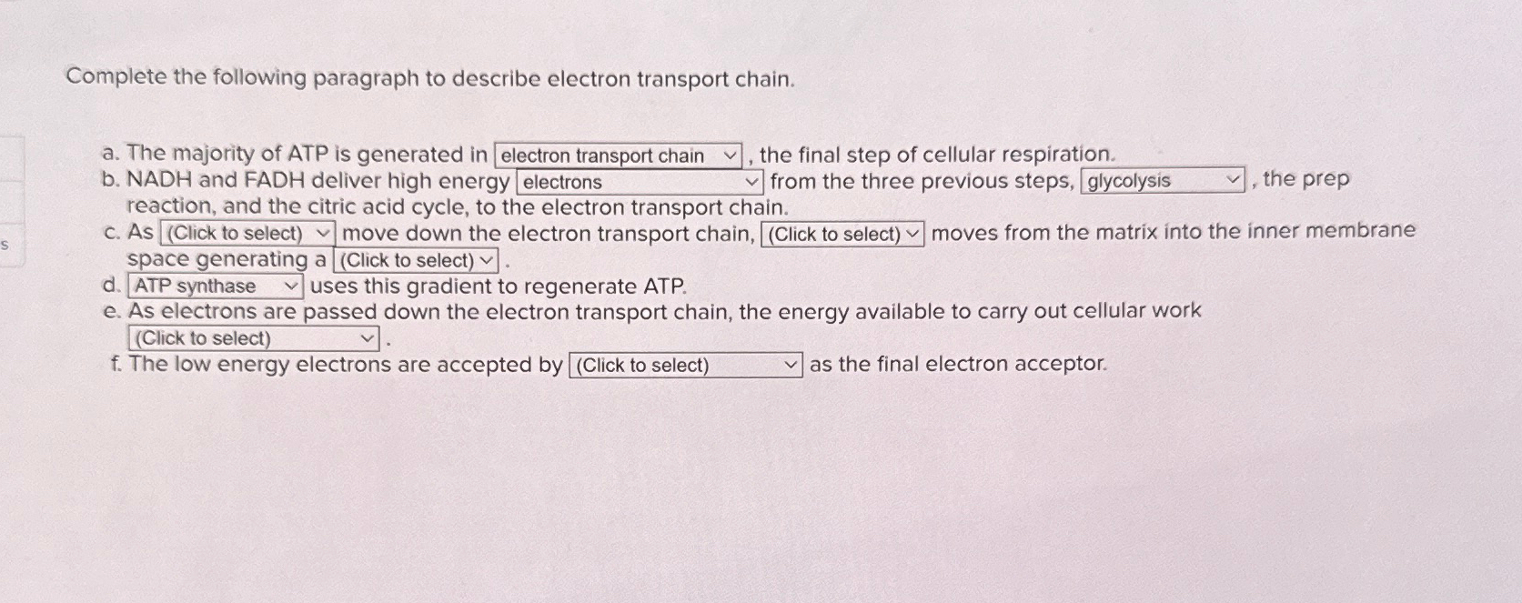 Solved Complete the following paragraph to describe electron | Chegg.com