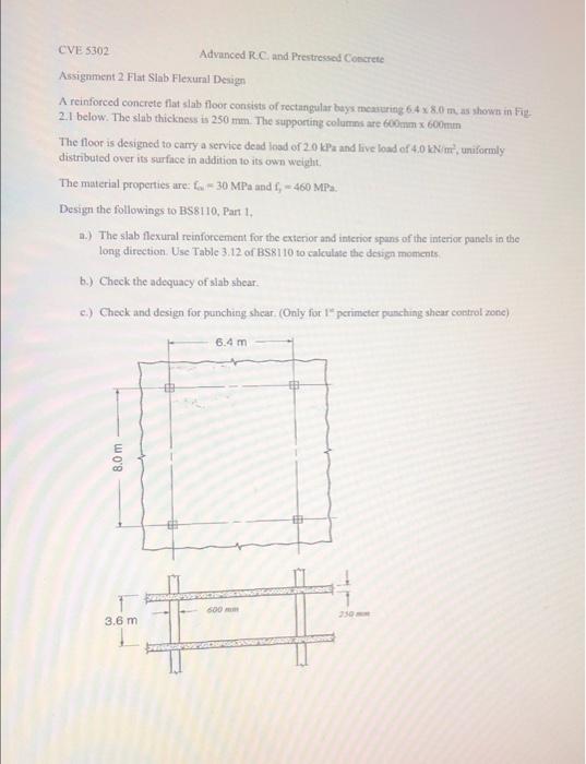 Solved CVE 5302 Advanced R.C. and Prestressed Coscrete | Chegg.com