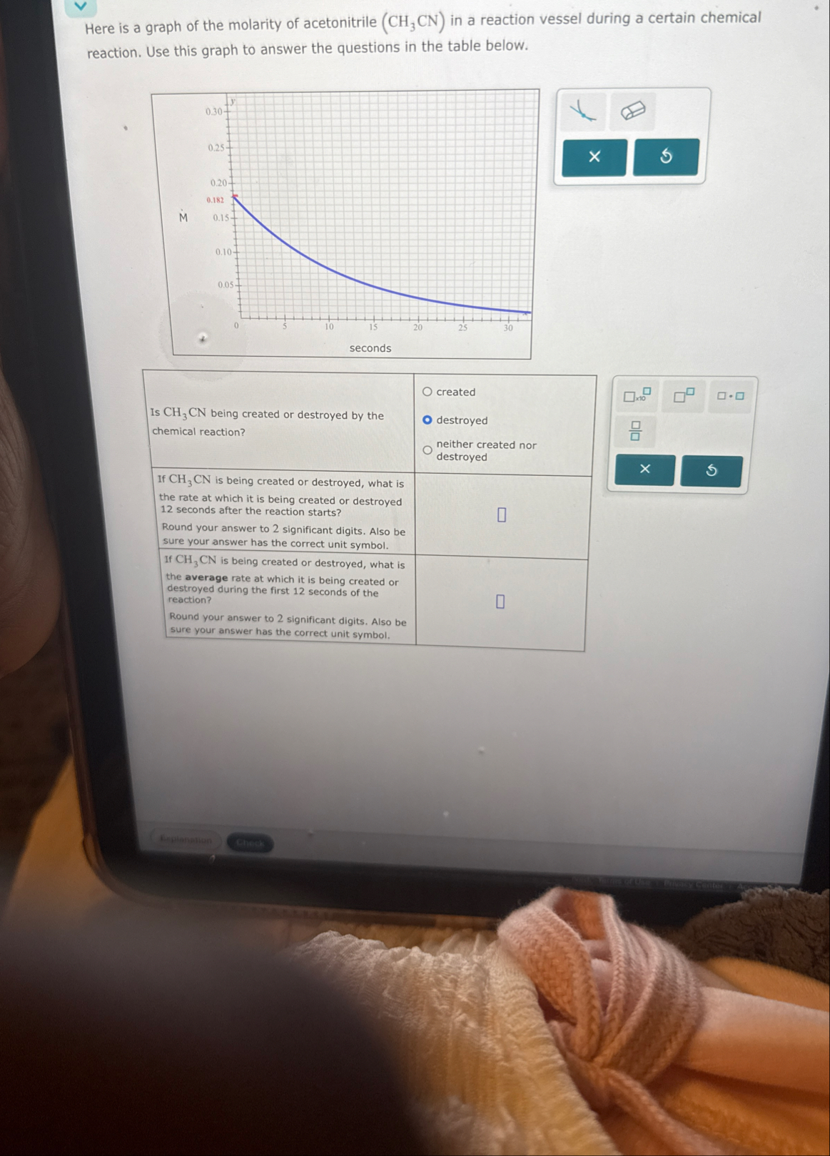 Solved Here is a graph of the molarity of acetonitrile | Chegg.com