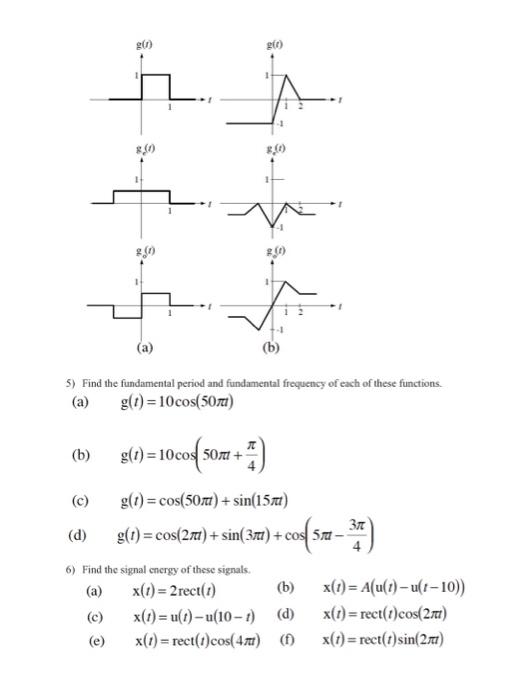 Solved Assignment 1 1) For each function, g(t), sketch | Chegg.com