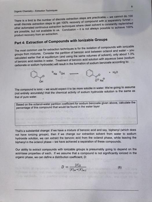 Organic Chemistry-Extraction Techniques We can show | Chegg.com