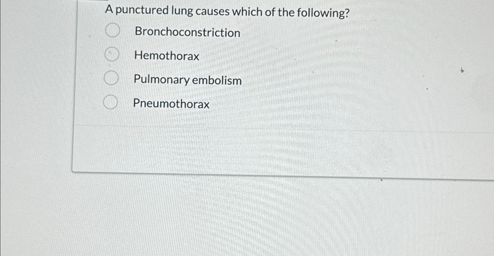 Solved A punctured lung causes which of the | Chegg.com