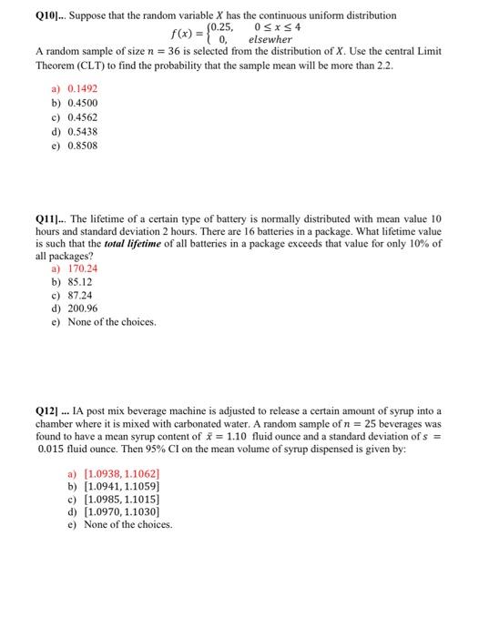 Solved Q10|.. Suppose that the random variable X has the | Chegg.com