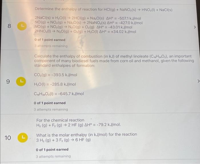 Solved Determine the enthalpy of reaction for HCl(g) + | Chegg.com